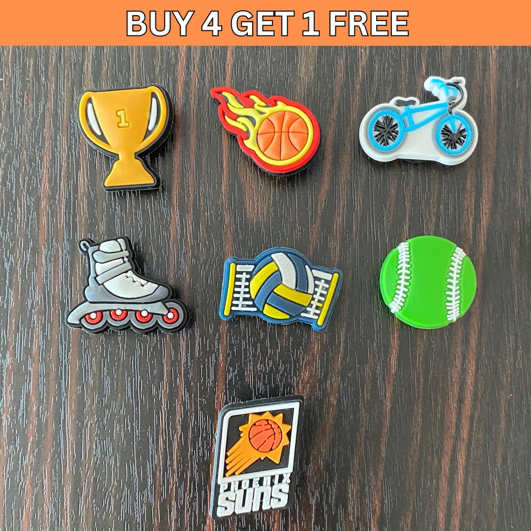 Sport Clog Charms Set - Unique Sporty Pin Shoe Charms: Trophy, Bicycle ...