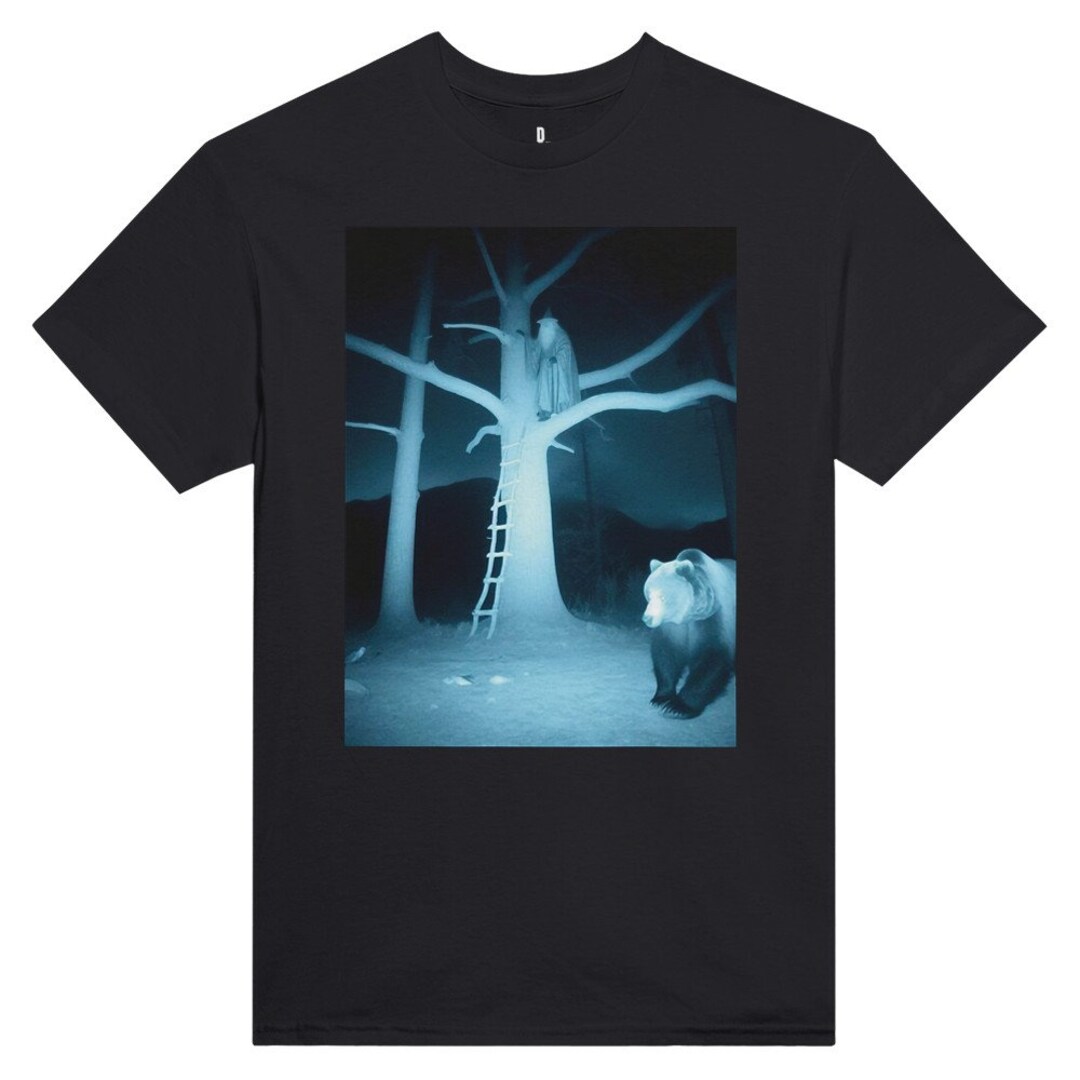 Wizard Hiding From Bear in Tree at Night Tee - Etsy