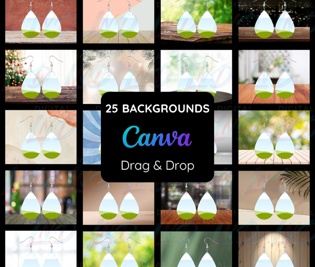 Teardrop Earring Mock-up Bundle, Teardrop Shaped Earrings Mockup, Canva ...