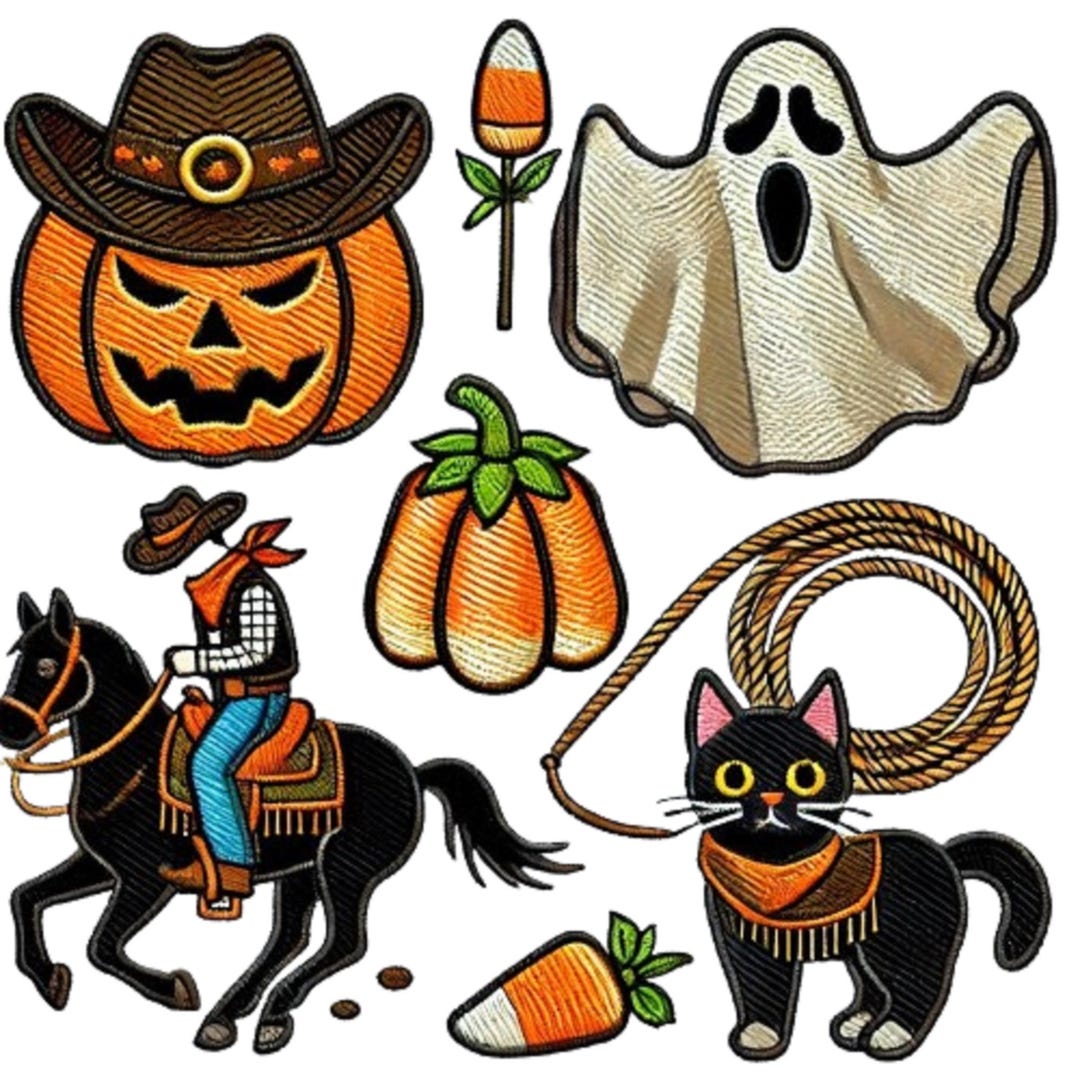 Spooky Cowboy Greetings Halloween Embroidery / Cowboy Skeleton Design ...