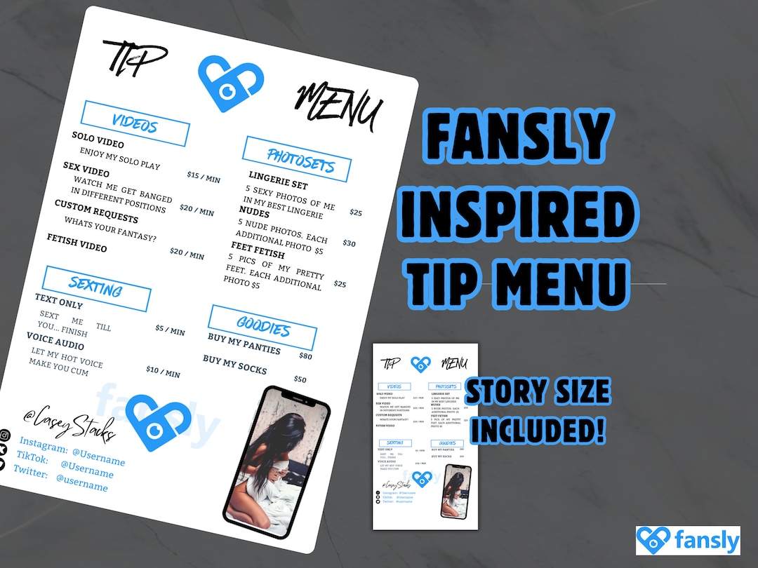 Fansly Tip Menu |editable Template| Onlyfans Tip Menu| - Etsy