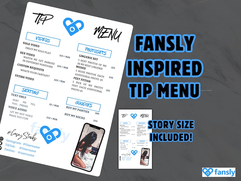 Editable Fansly Tip Menu Template - Etsy