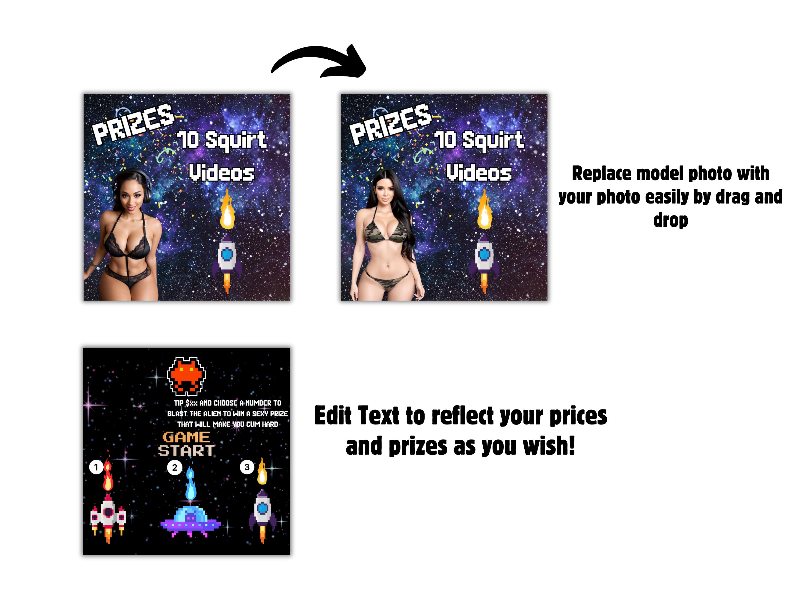 Onlyfans Game Animated Onlyfans Promo Graphic Fully Editable Tip Game for Fansly Reddit Models ...