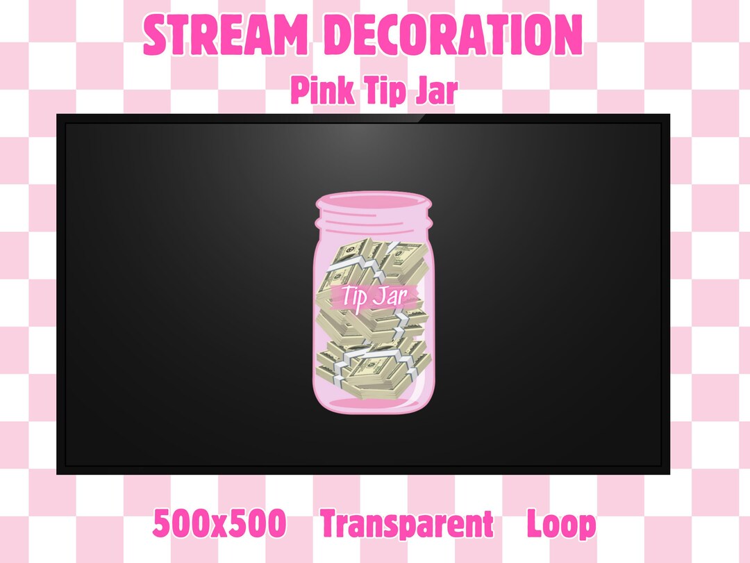 Pink Tip Jar Animated Stream Overlay: Webcam Decoration (digital ...