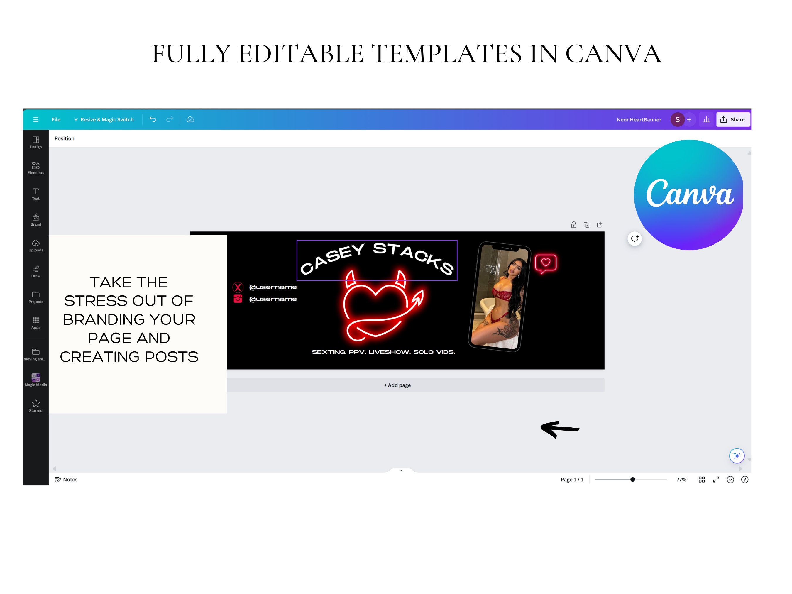 Onlyfans Banner Template: Canva Editable Promo (digital Download) - Etsy