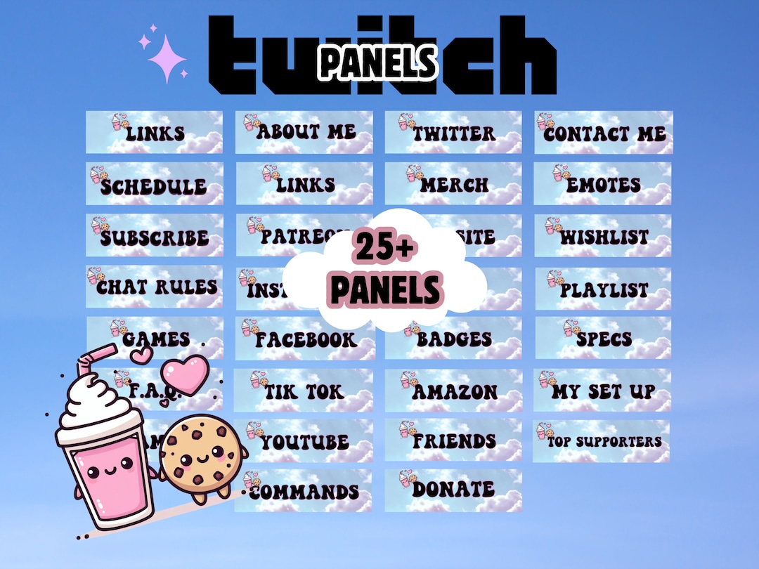 Cute Twitch Panel Kawaii Twitch Panel for Streaming twitch Panel Pink ...