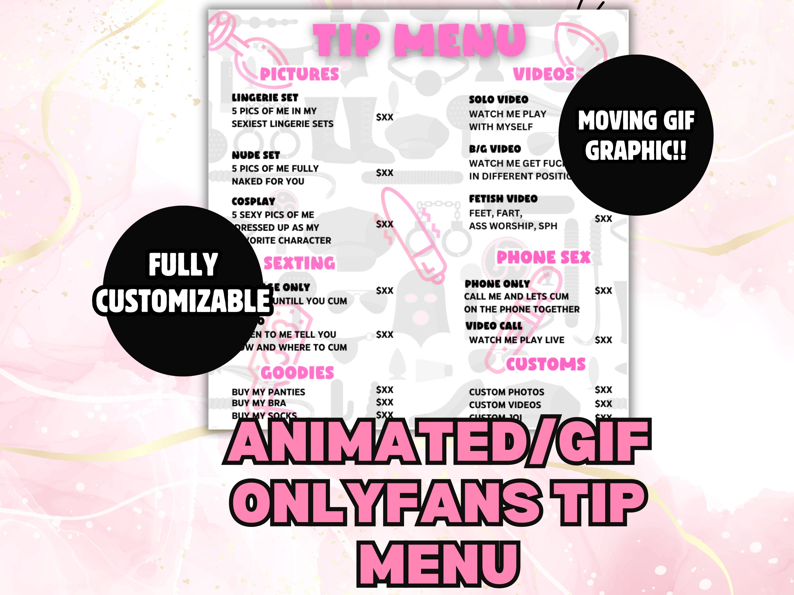 Animated Onlyfans Tip Menu Template: Social Media GIF (canva Download ...