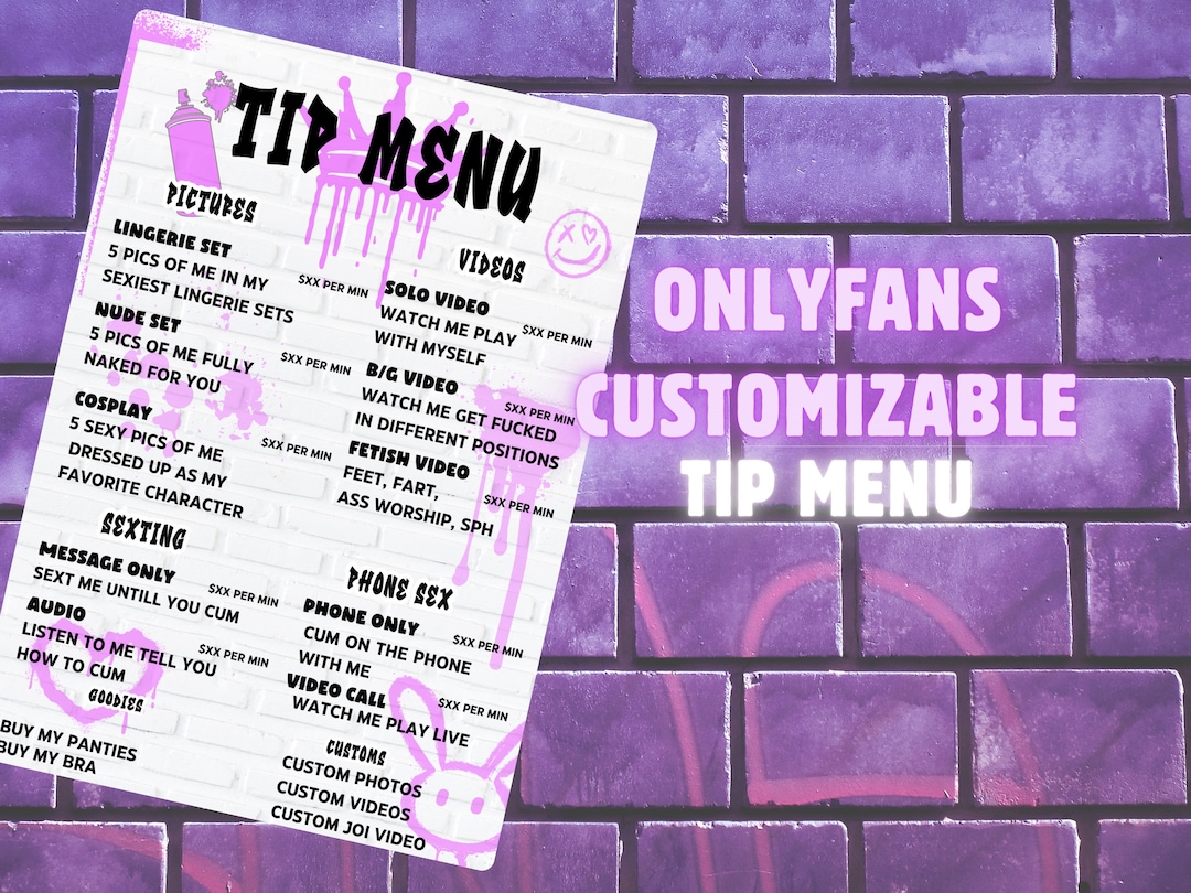 Customizable Tip Menu Template: Pink Graffiti Design (digital Download ...