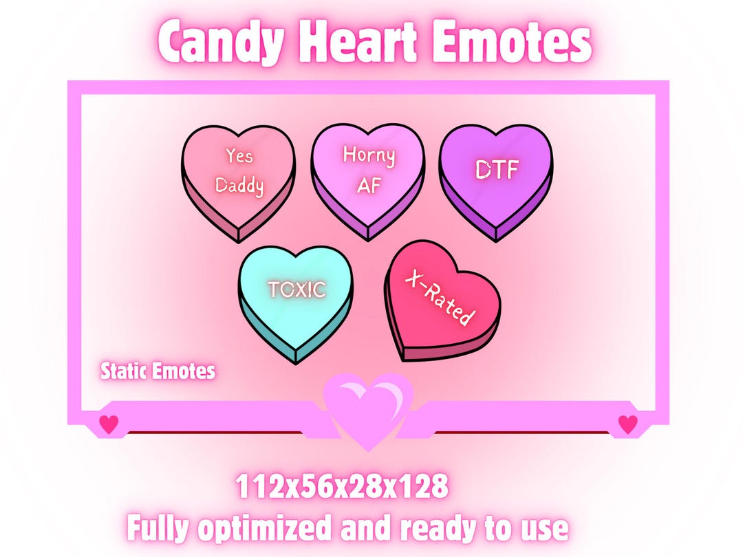 Candy Heart Emote Pack: Flirty Stream Graphics (PNG) - Etsy