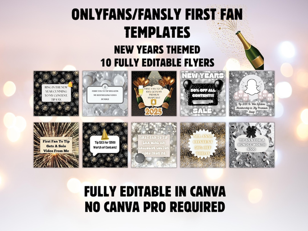 New Years First Fan Templates: Onlyfans/fansly Promo (canva Editable ...
