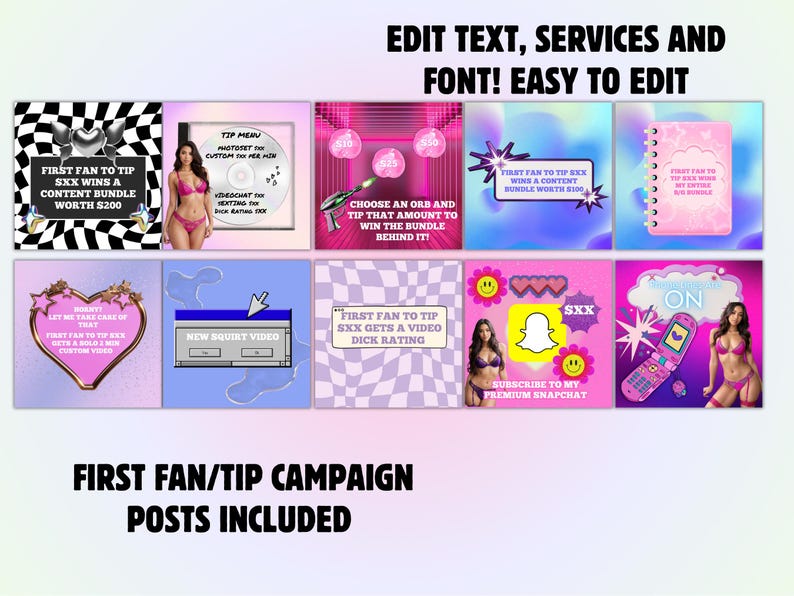 Onlyfans Y2k Promo Bundle | 20 Editable Templates for Fansly Camgirls ...