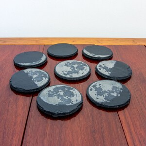 Gorgeous Moon Phase Slate Coasters Set of 8 Engraved Drink Coasters ...