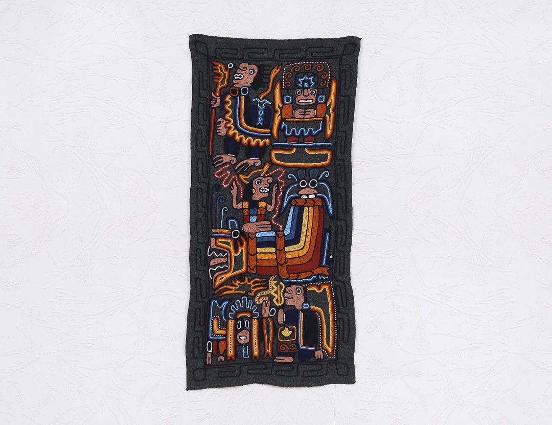 Andean Embroidered Wool Wall Hanging: Tiwanaku Folk Art Textile - Etsy