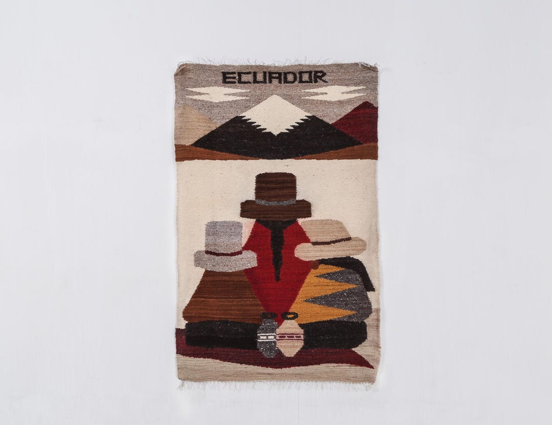 Handwoven Ecuadorian Wool Flat-weave Rug - Stylized Mountain & Cultural ...