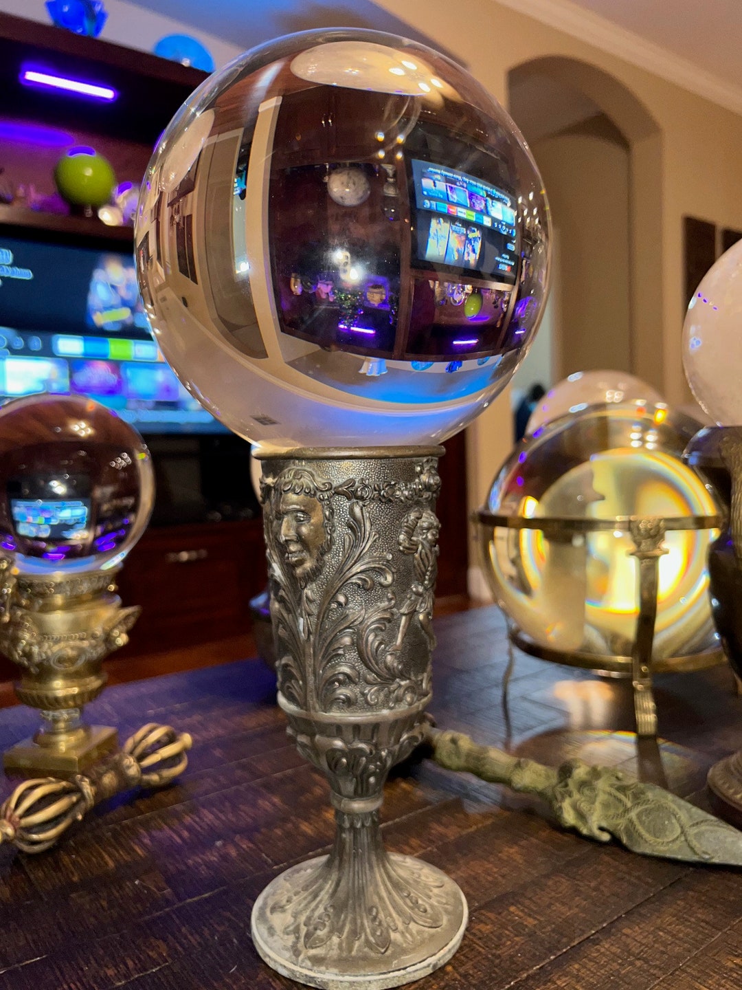 Antique Crystal Ball Witch Sphere Psychic Magic Clairvoyant - Etsy