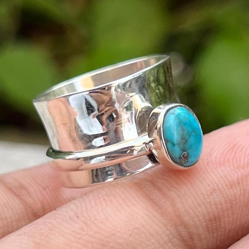 Turquoise Silver Ring - Etsy