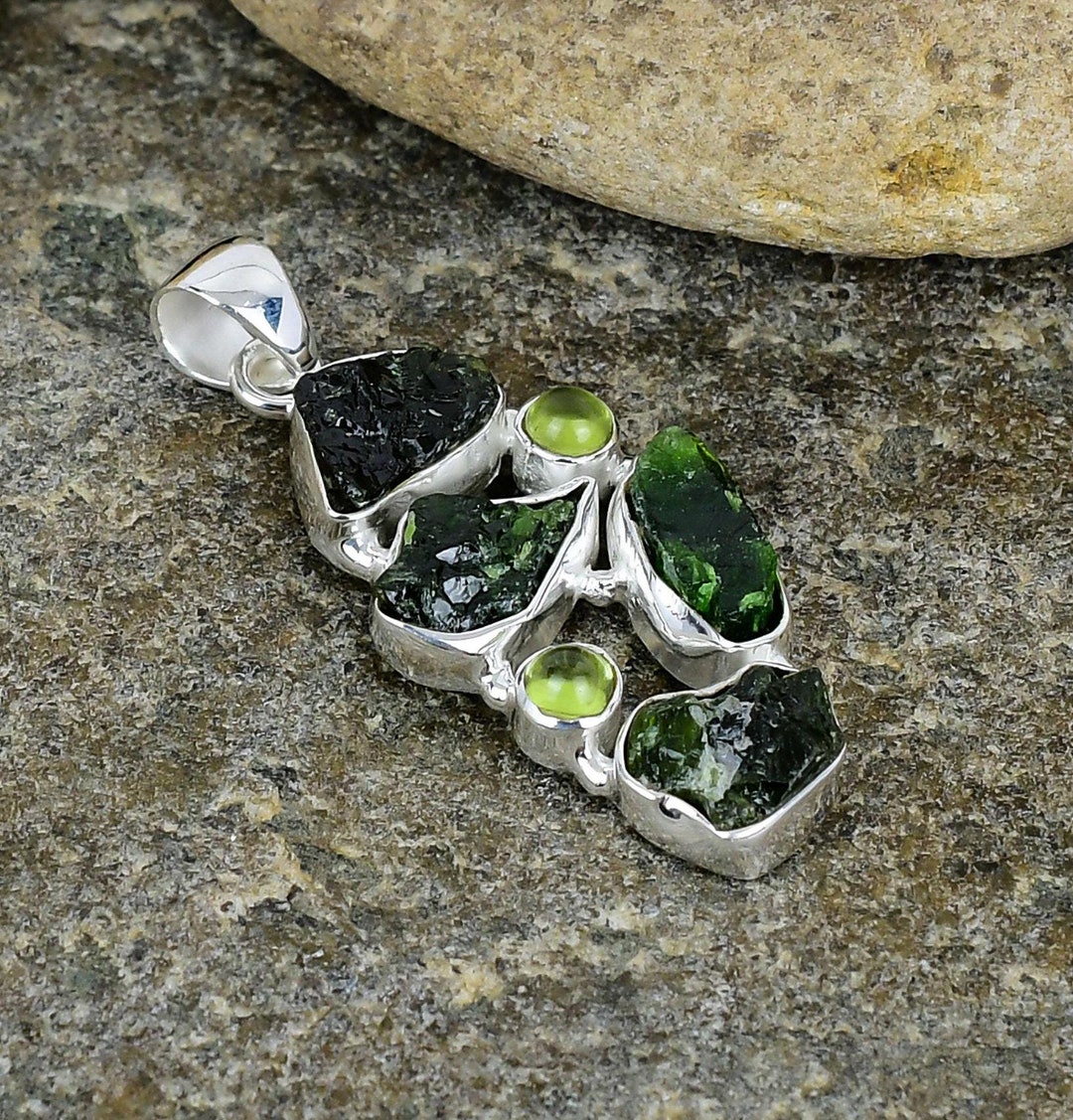 Rough Chrome Diopside Pendant Necklace, Green Diopside Crystal Jewelry ...