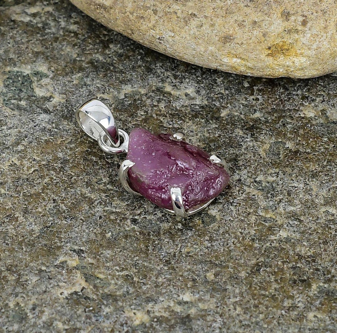 Rough Ruby Pendant Necklace, Raw Ruby Crystal Jewelry, Healing Stone ...