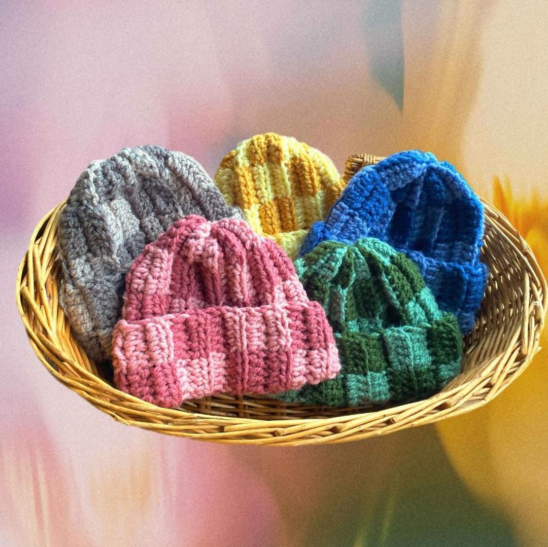 Checkered Crochet Hat Pattern - Etsy