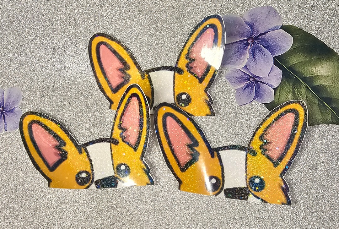 Corgi Peek Peeking Vinyl Die-cut Sticker Waterproof Holographic - Etsy