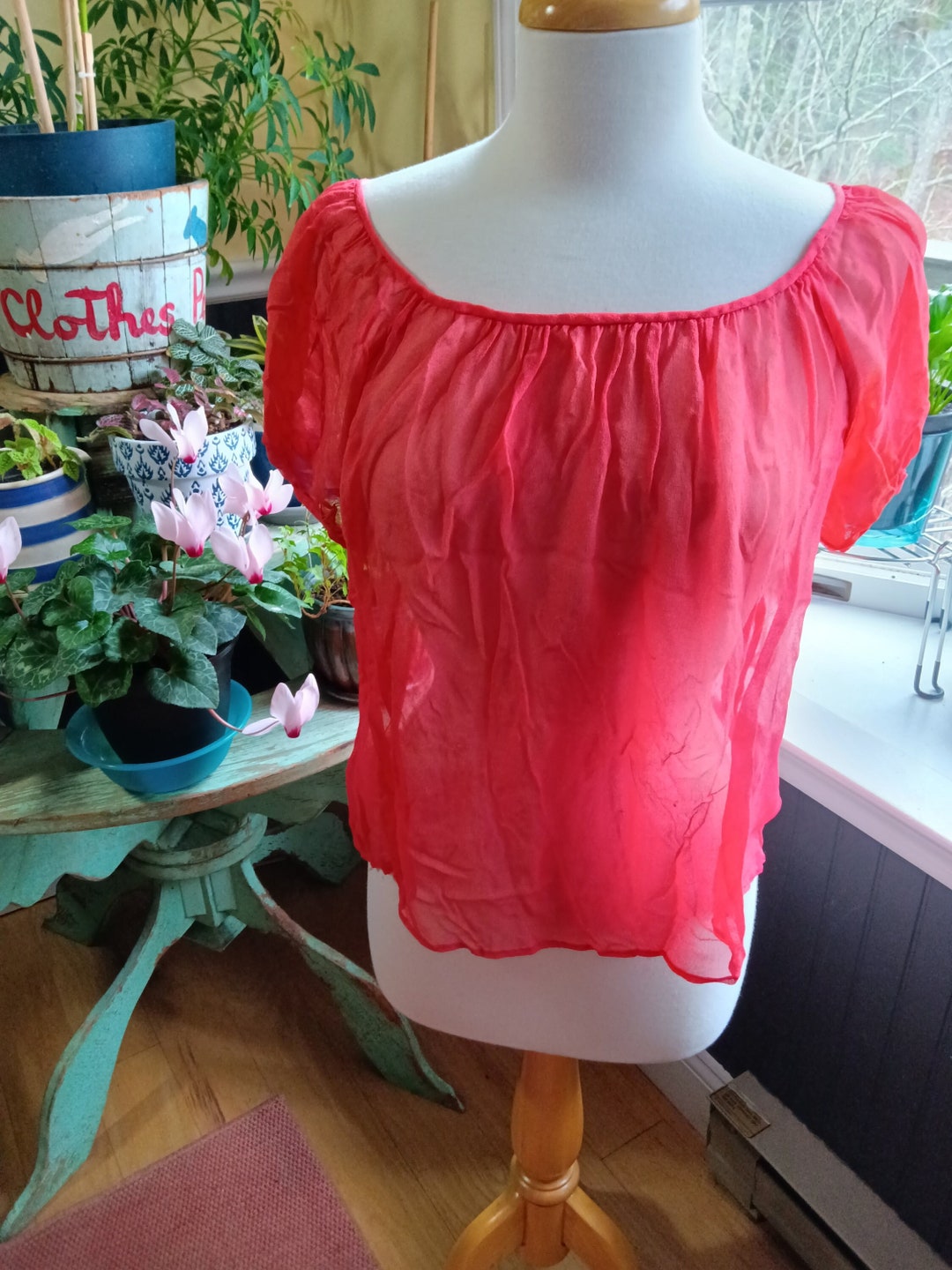 1920s Vintage Antique Silk Crepe Peasant Blouse Salmon Color Size XS/S ...