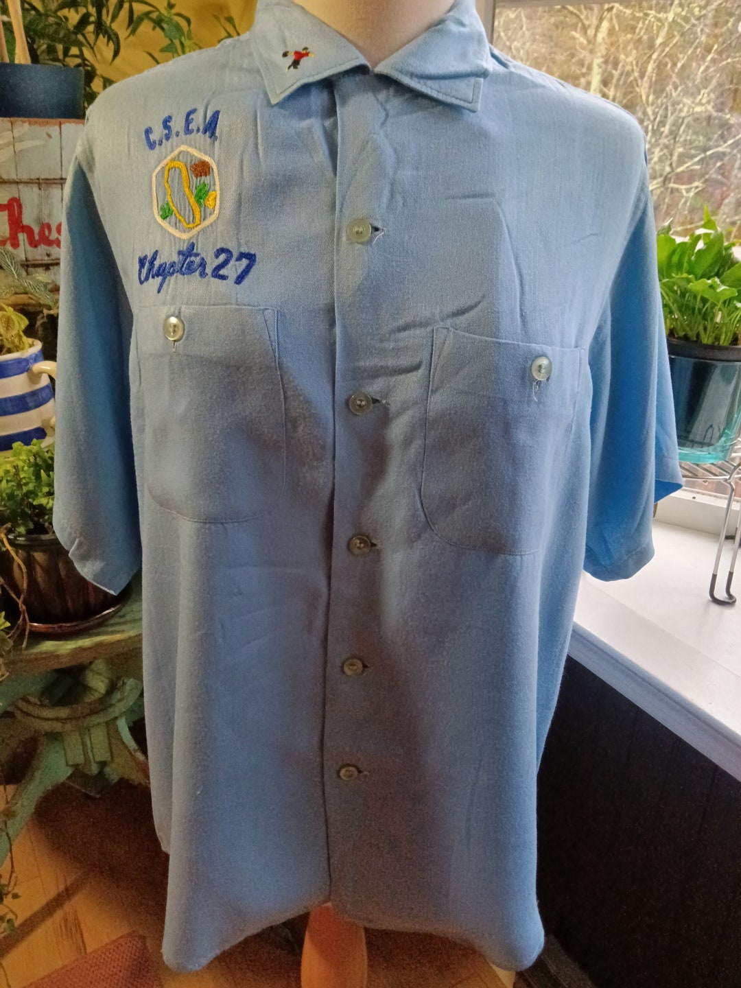 Vintage Men's Bowling Shirt Light Blue CSEA Chapter King Louie by ...
