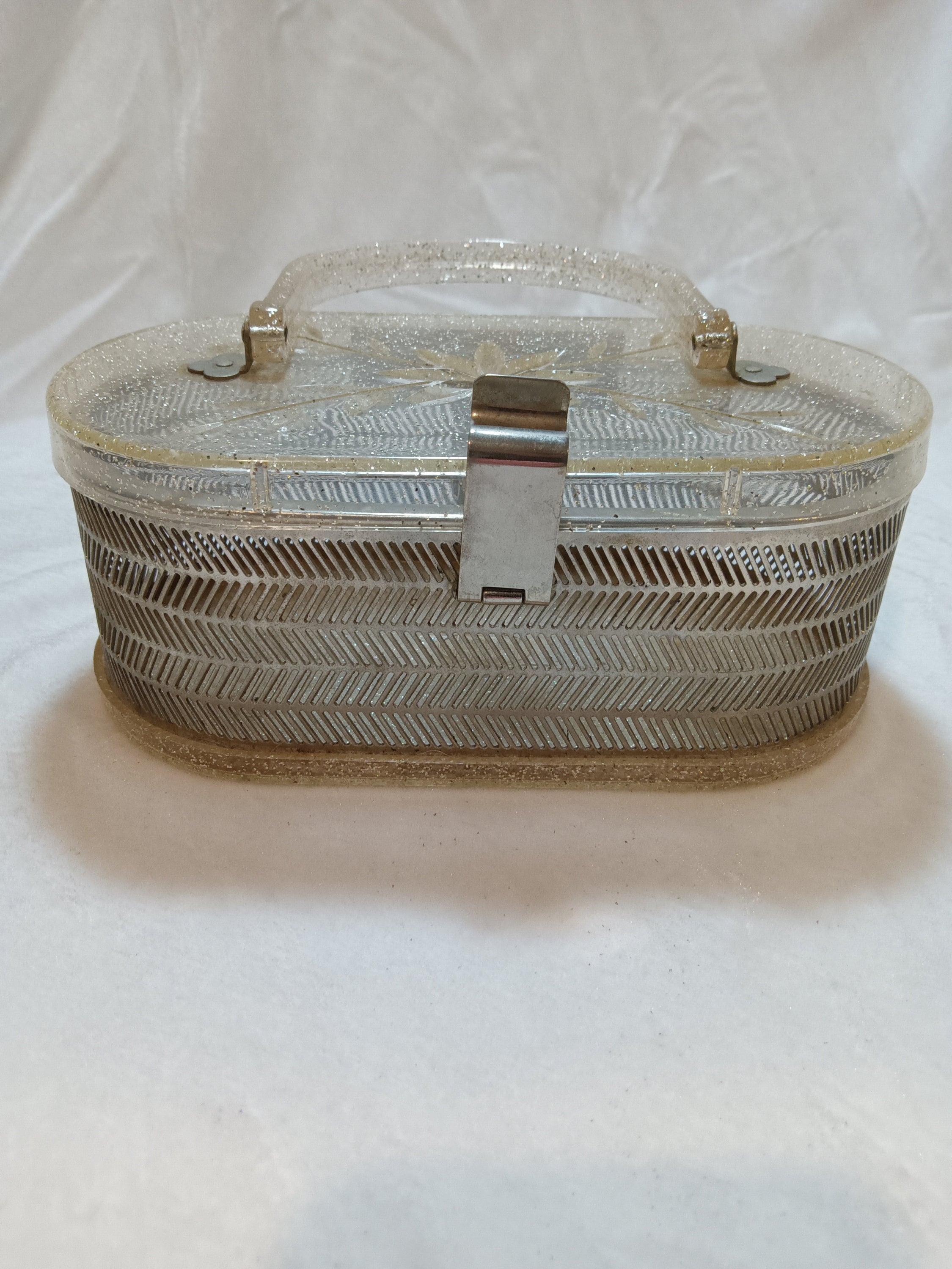 Vintage MW Handbags 1950s Glitter Clear Lucite/acrylic Purse With Metal ...