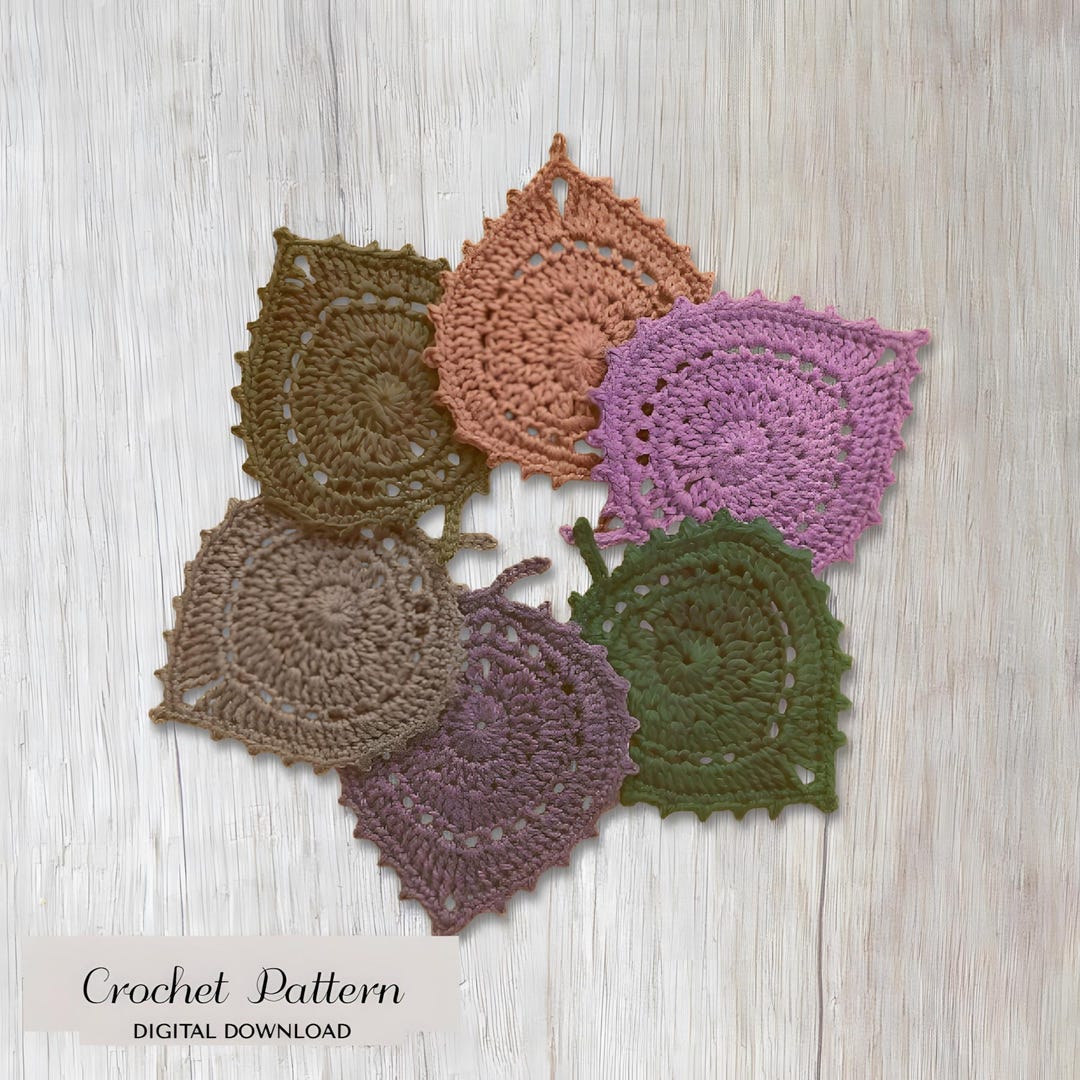 CROCHET PATTERN Leaf Coasters, Pdf Download, Coaster Crochet Tutorial ...