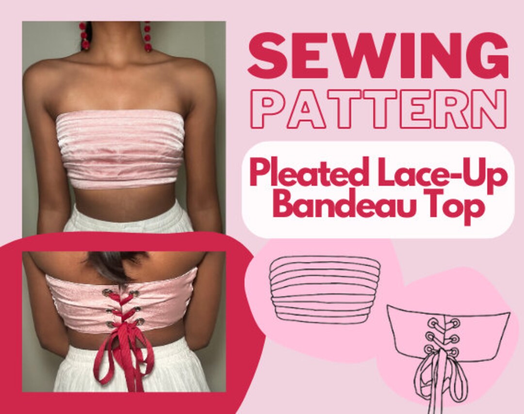Pleated Lace-up Bandeau Top PDF Sewing Pattern Sizes: XS S M - Etsy