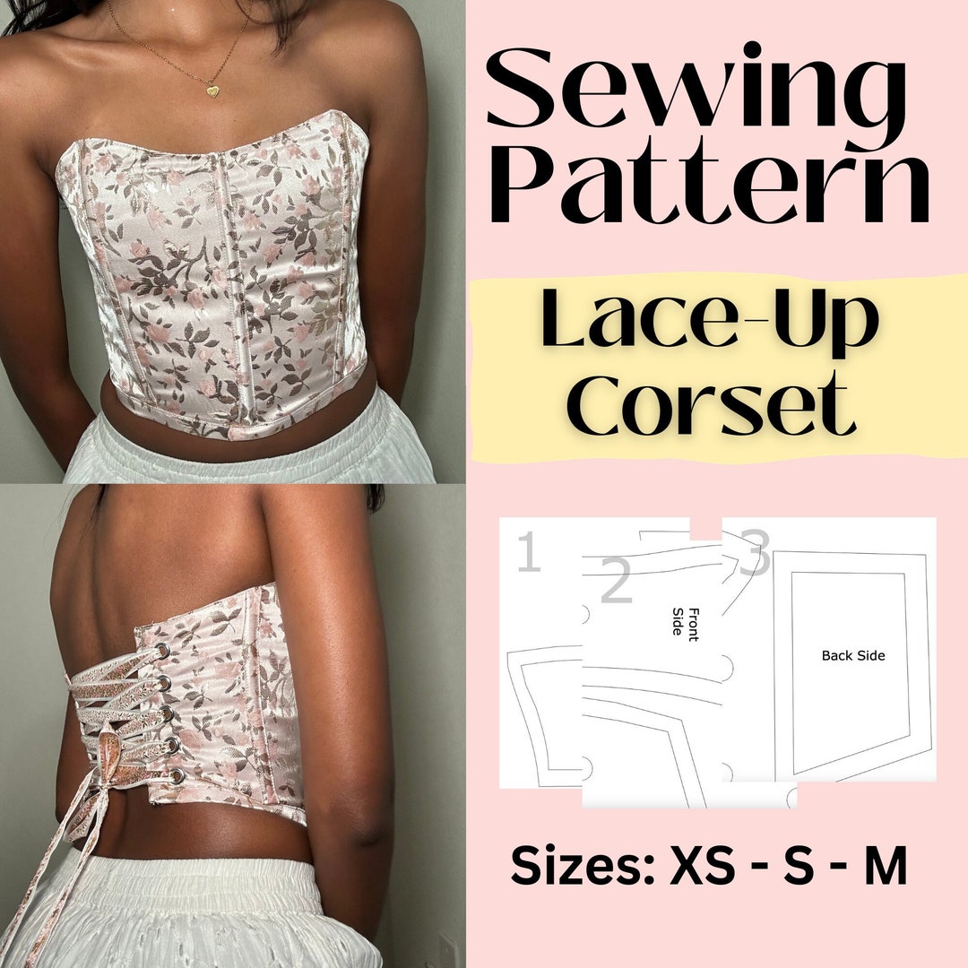 Digital Sewing Pattern, Lace-up Corset - Sizes: XS - S - M, Youtube ...