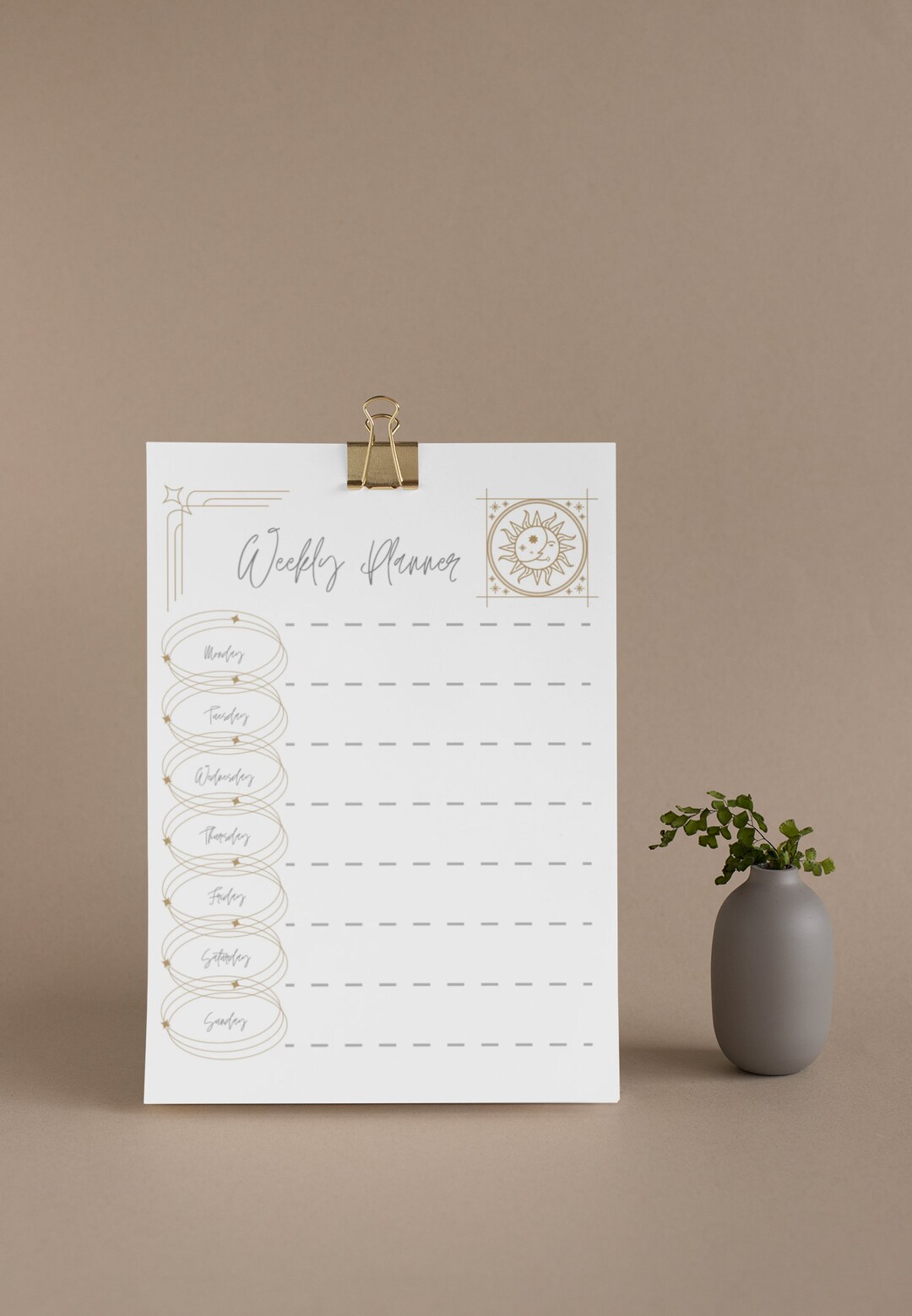 Sun and Moon Weekly Planner - Etsy