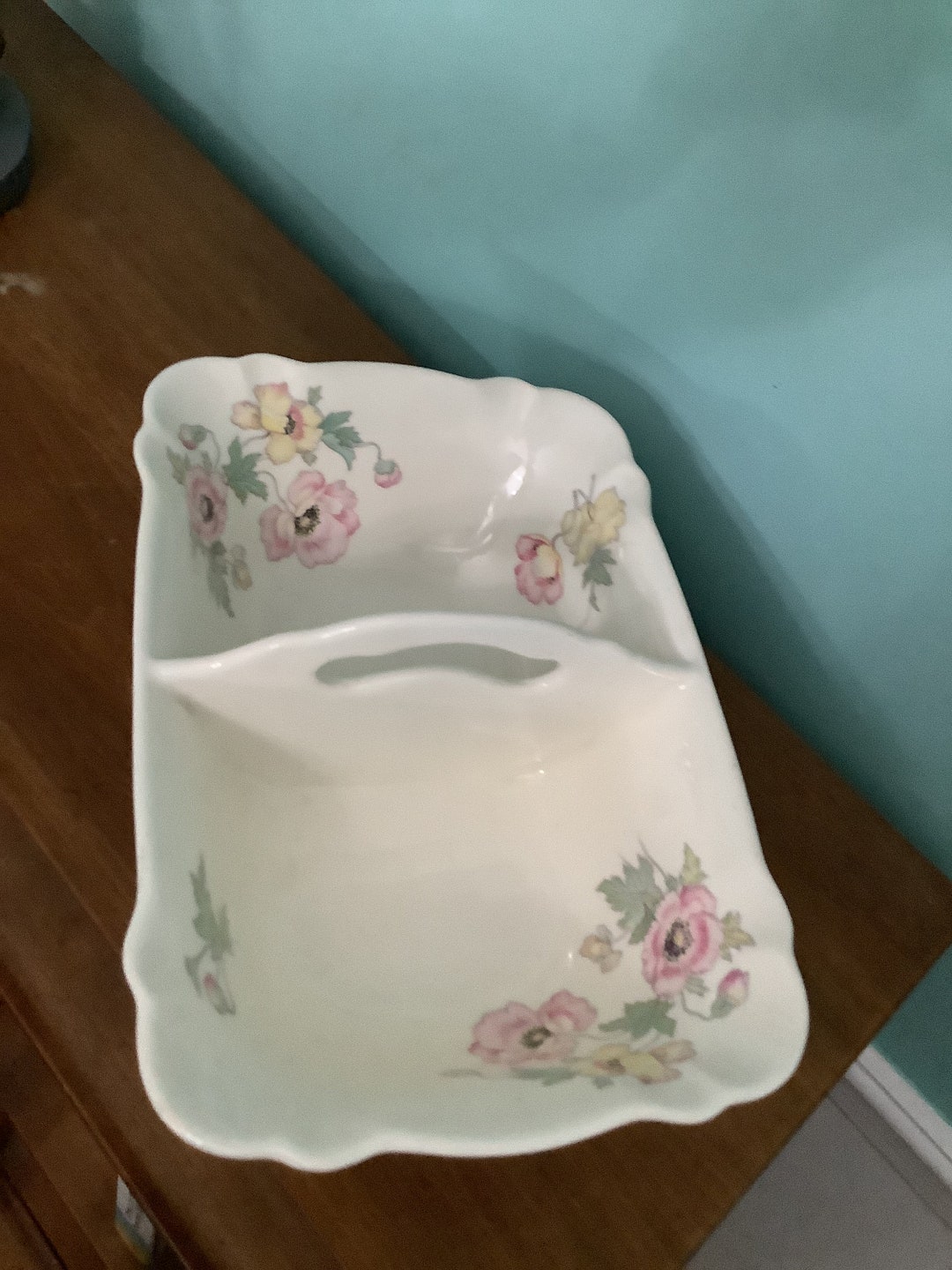 Iva-lure by Crooksville China Pink Magnolia Pattern Divided Serving ...