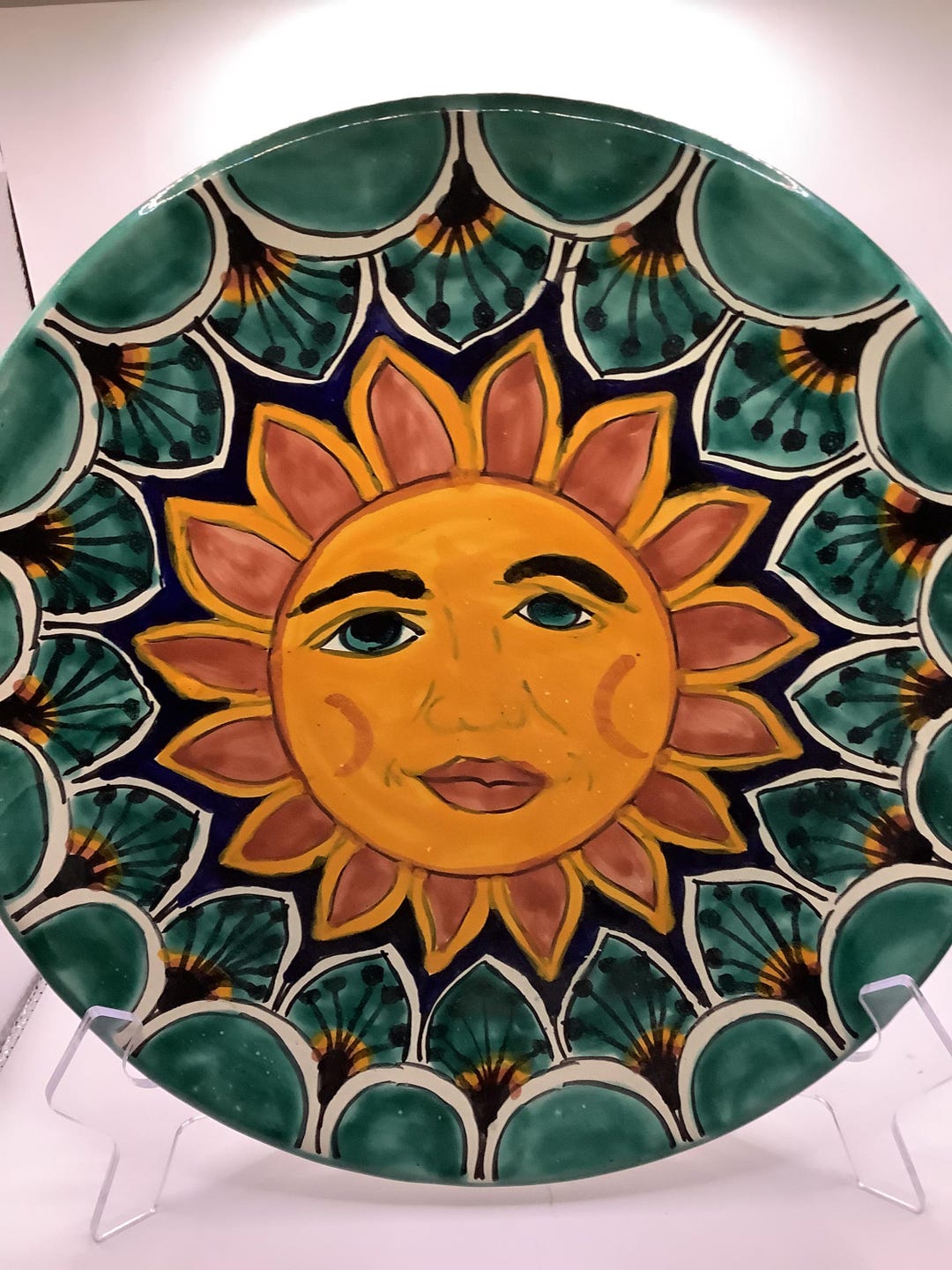Vintage Mexican Terra Cotta Art Pottery Sun Plate - Etsy
