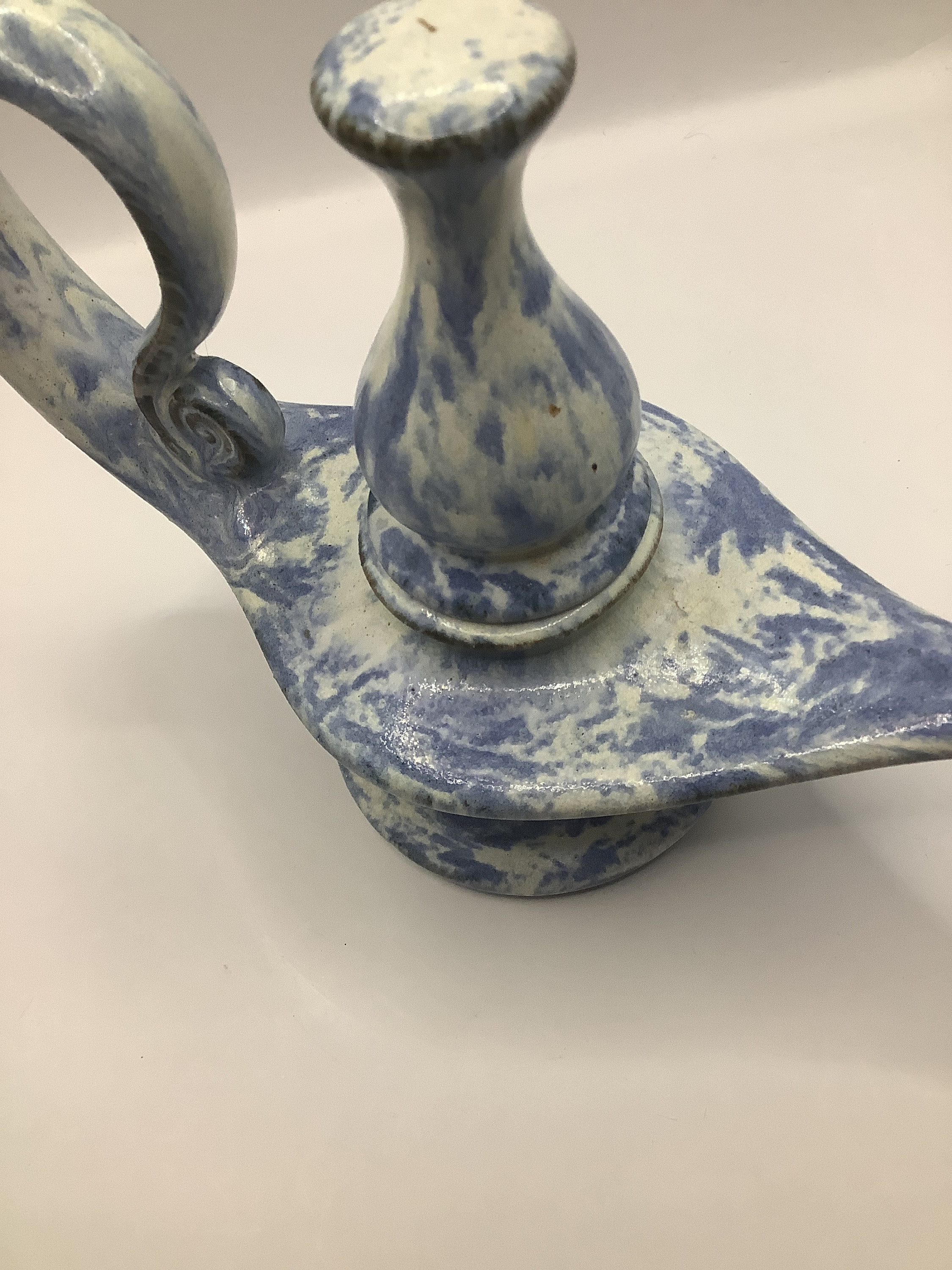 Vintage Bill and Vive Mohl Art Pottery Genie Oil Lamp Blue and White ...