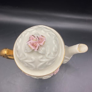 Vintage Porcelain Pink Rose and Gold Trim 4 Piece Tea Set - Etsy