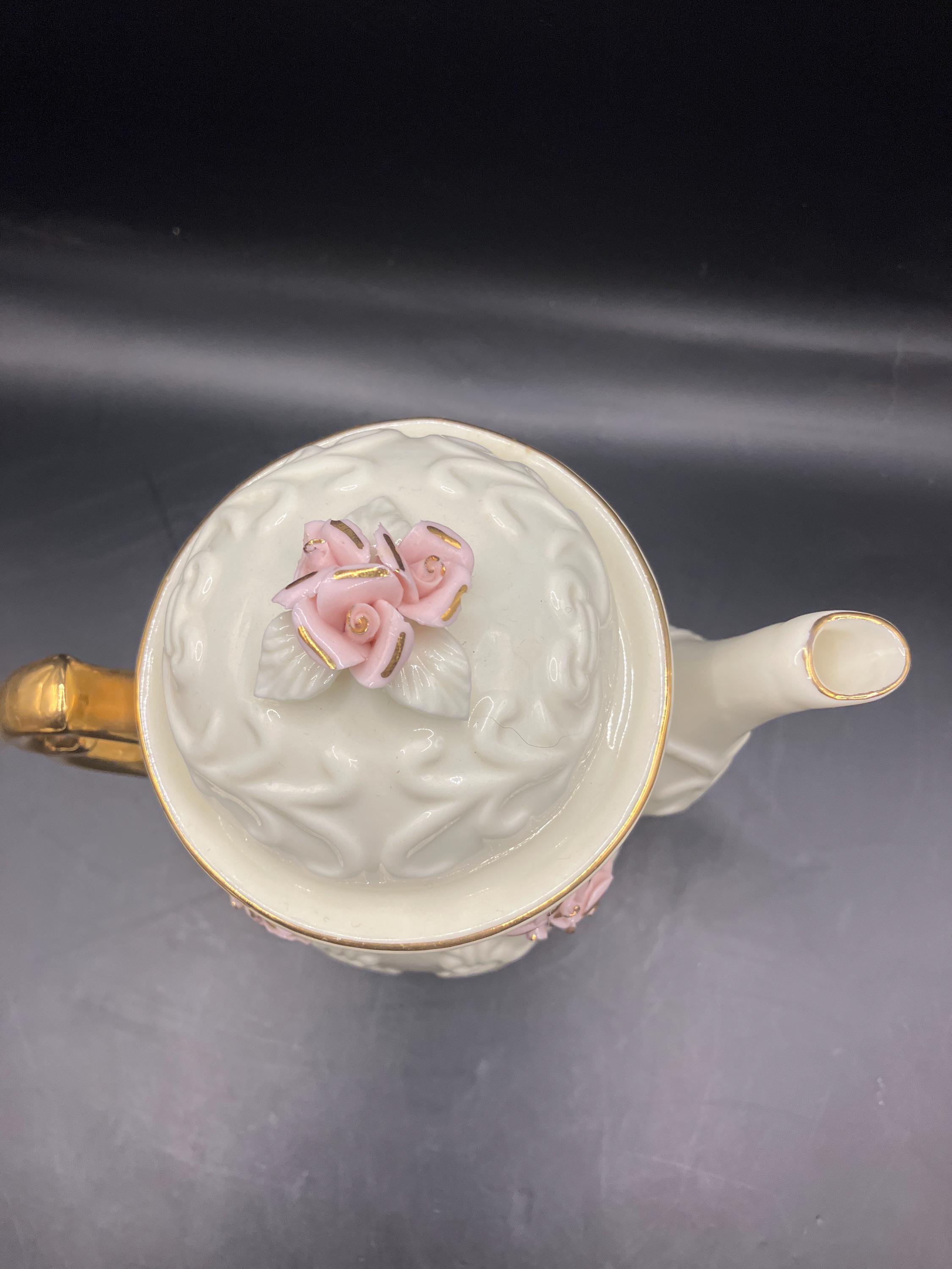 Vintage Porcelain Pink Rose and Gold Trim 4 Piece Tea Set - Etsy