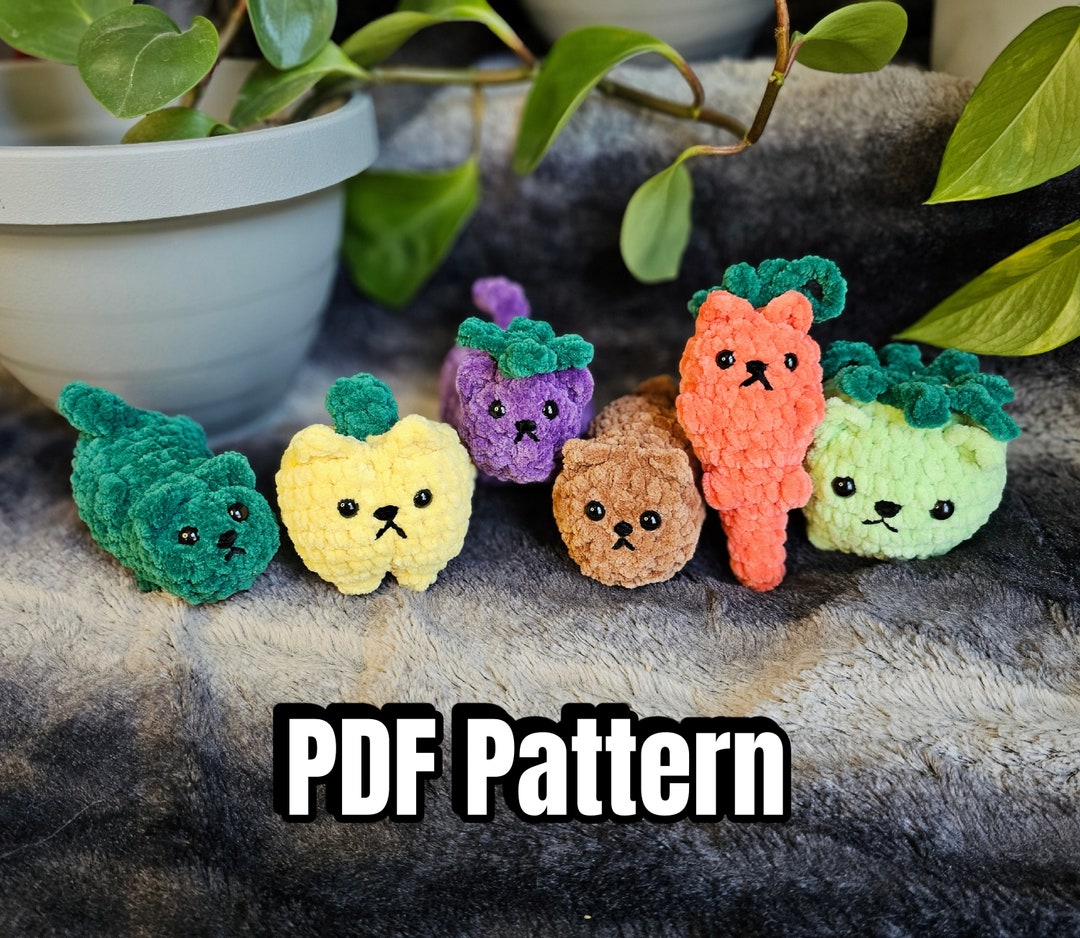 No Sew Veggie Cats Crochet Pattern, Vegetable Inspired Crochet Cats ...