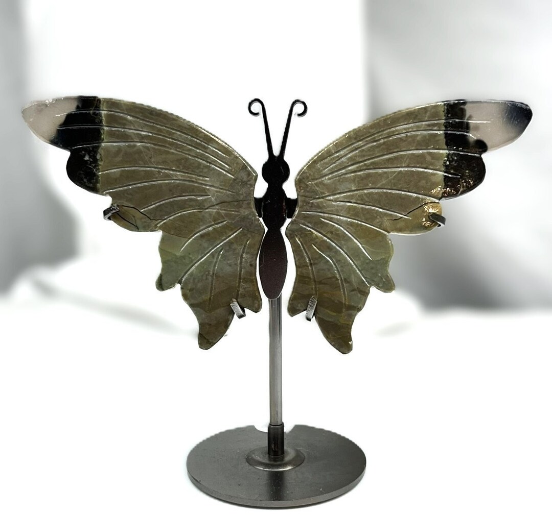 Volcano Agate Crystal Butterfly Wings With Stand RARE Great Gift Hand ...