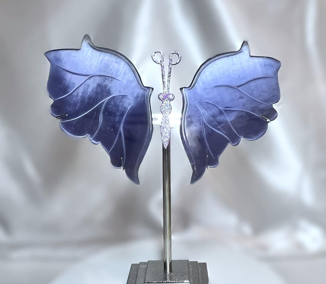 Wow XXL Purple Cat Eye SELENITE Crystal Butterfly Wings W Holographic ...