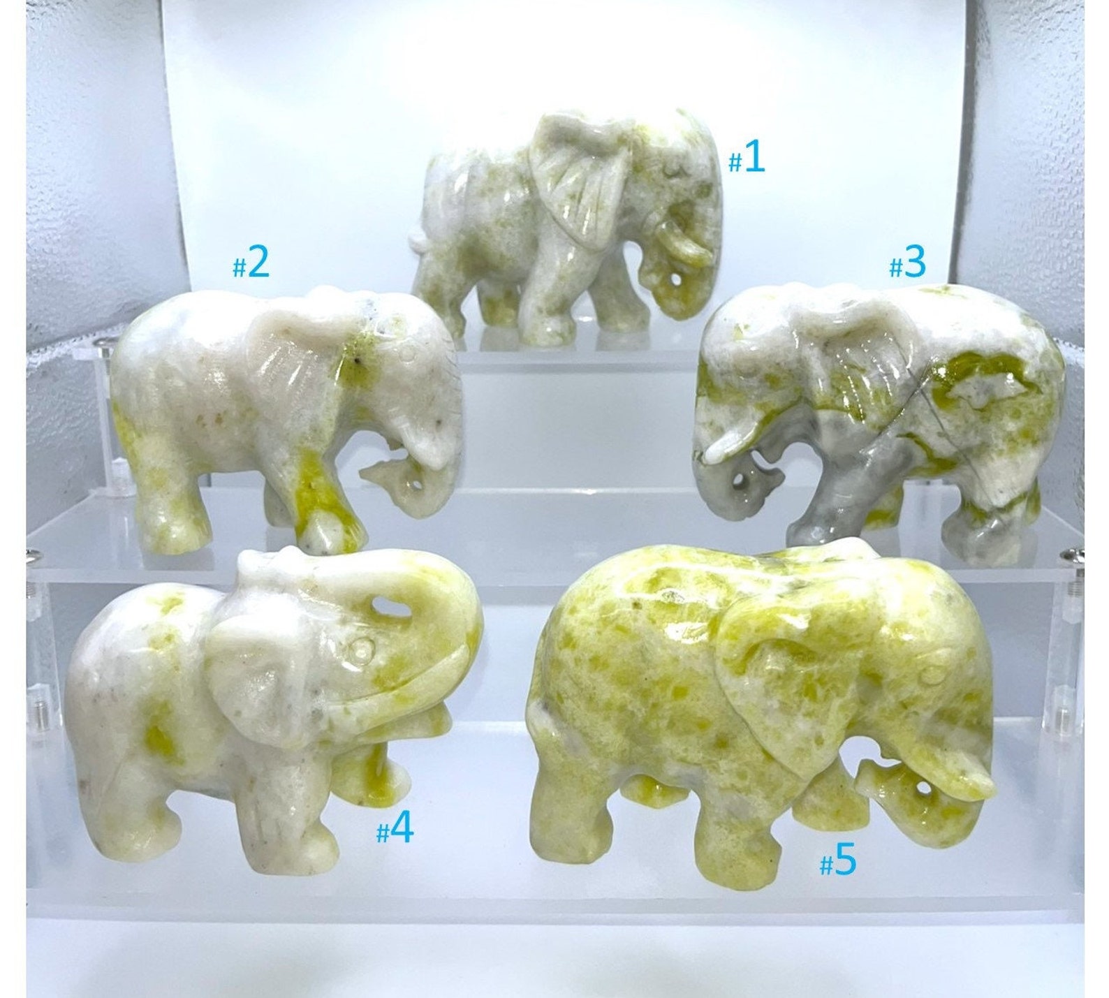 Large Jade Elephants Crystal Hand Carved, New Jade, Lemon Jade, African ...