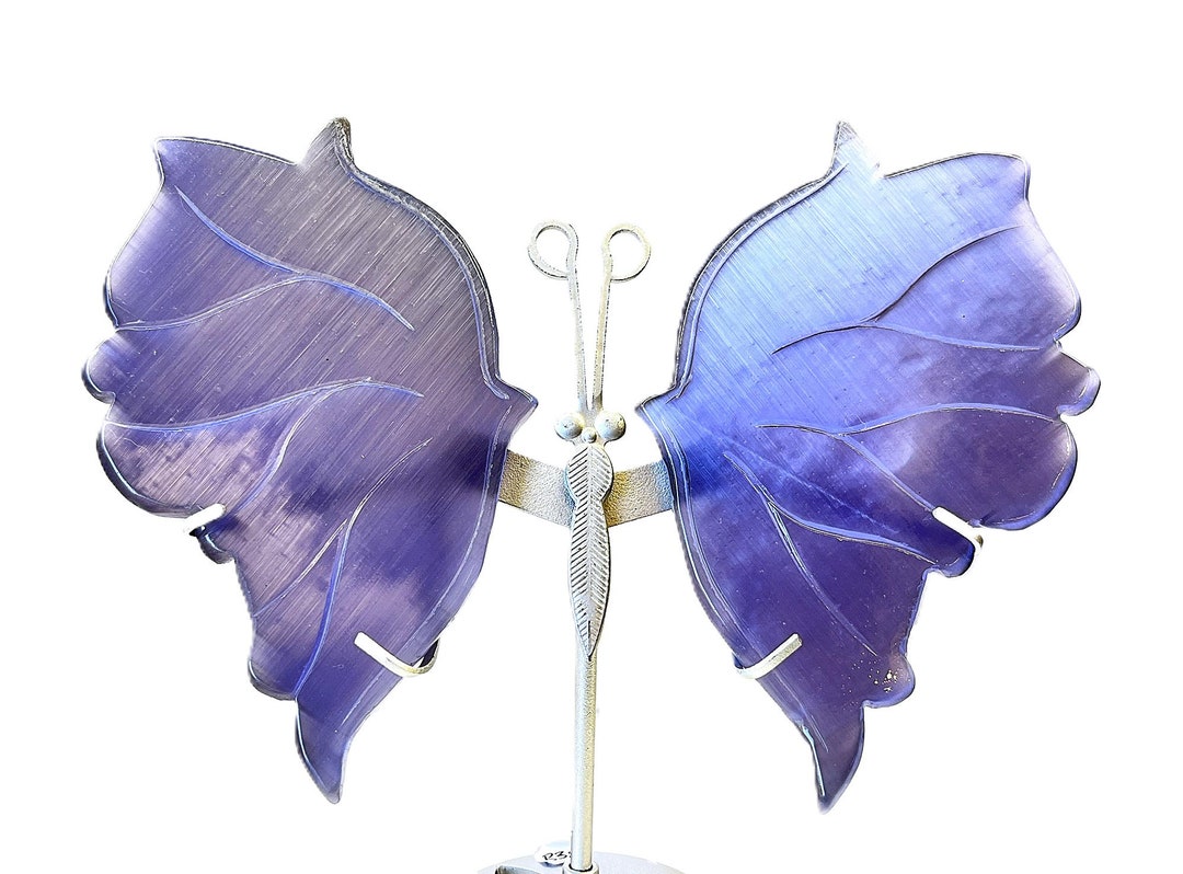 XXL Lavender Purple SELENITE Cat Eye Crystal Butterfly Wings With ...
