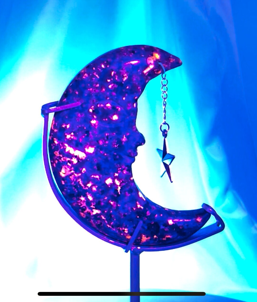 WOW Yooperlite Crystal Moon Man W Star W Silver Stand. Moon Man Face ...
