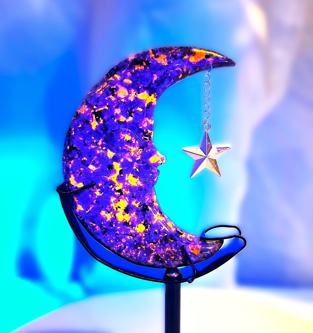 WOW Yooperlite Crystal Moon Man W Star on Stand. Moon Man Face Hand ...