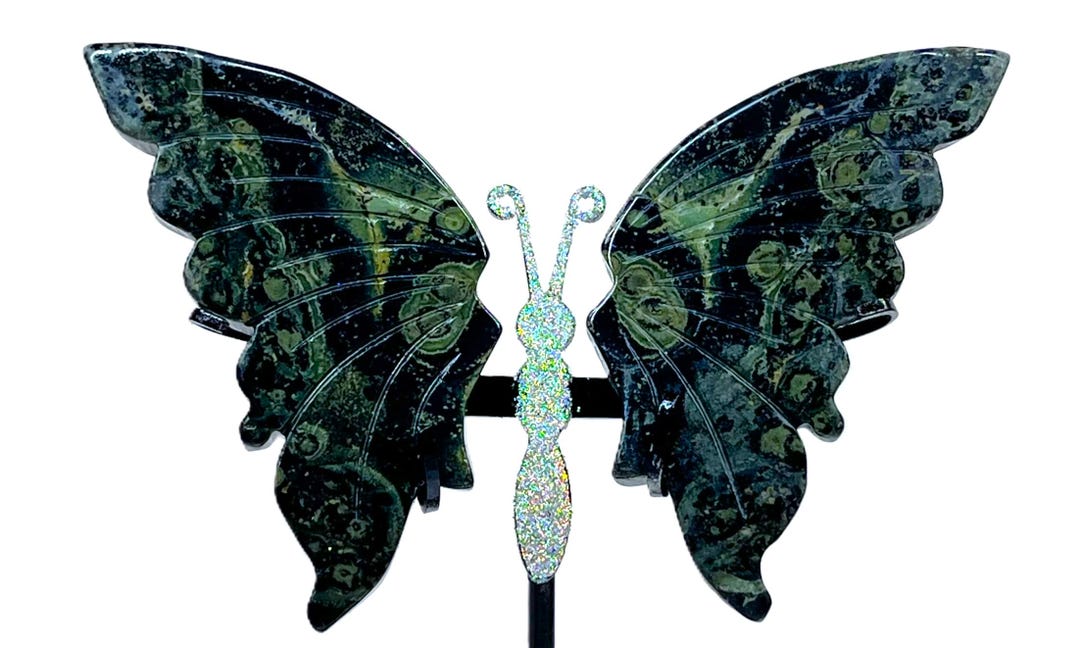 Holographic KAMBABA JASPER Natural Crystal Butterfly Wings W Custom ...