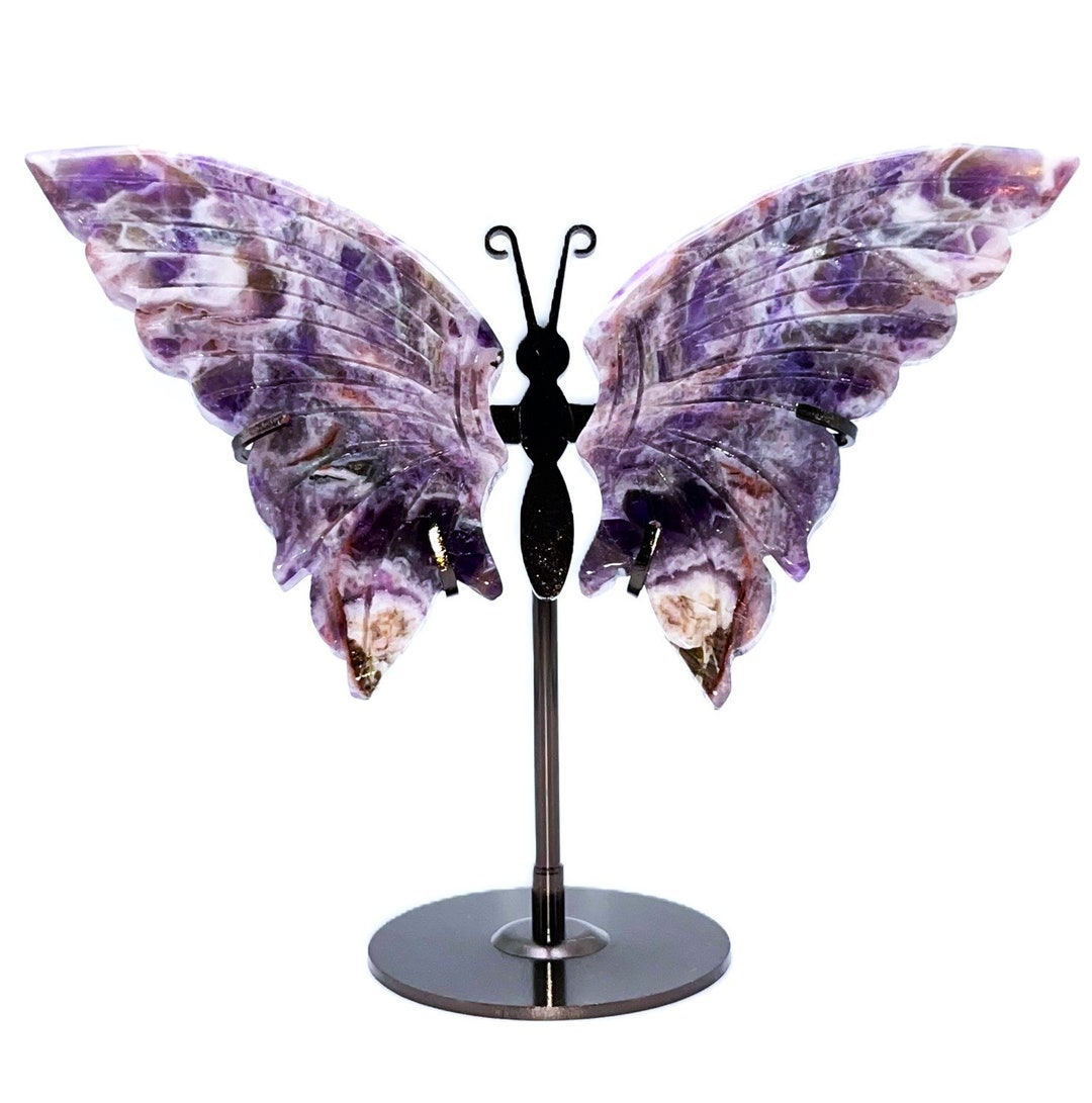 Dream Amethyst Natural Crystal Butterfly Wings With Stand, RARE Gift ...