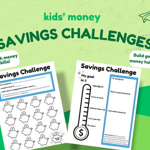 Kids Saving Challenge Trackers - Teach Great Savings Habits and Make It ...