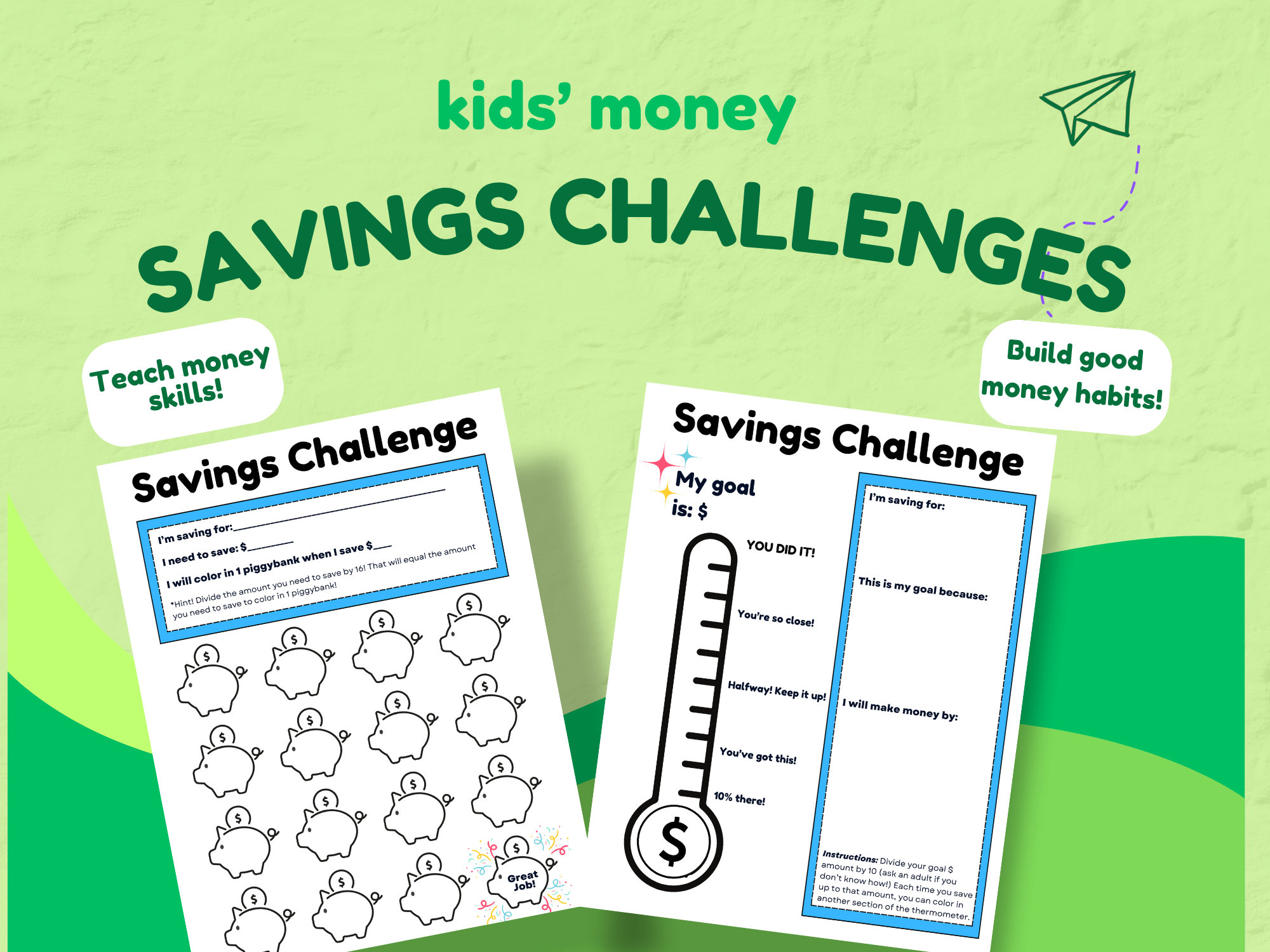 Kids Saving Challenge Trackers - Teach Great Savings Habits and Make It ...