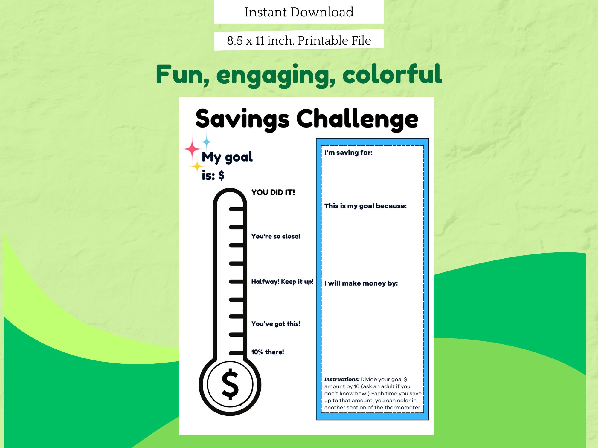 Kids Saving Challenge Trackers - Teach Great Savings Habits and Make It ...