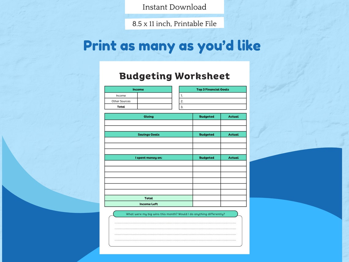 Kids and Teens Budgeting Worksheets - Build Financial Literacy and Have ...