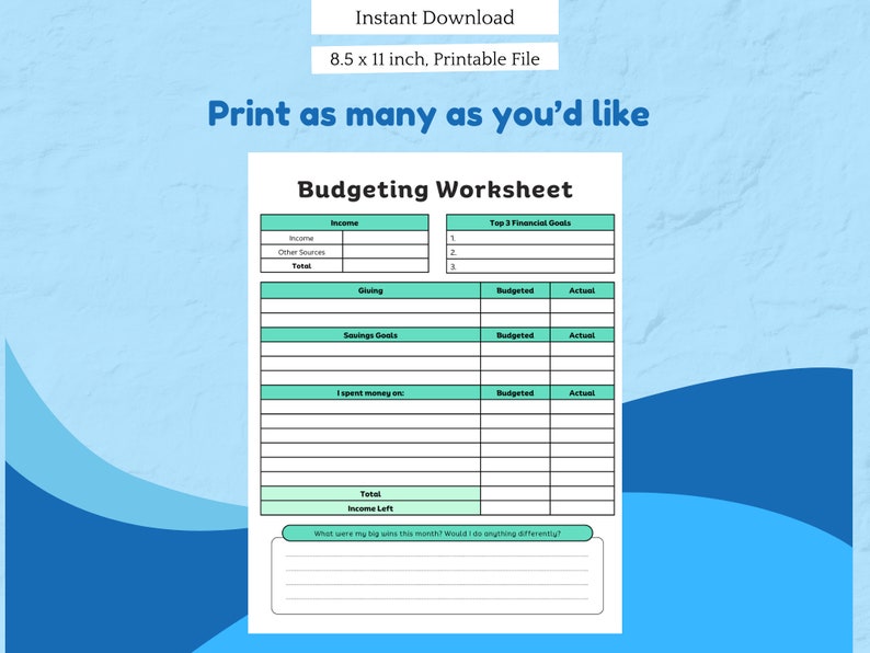 Kids and Teens Budgeting Worksheets - Build Financial Literacy and Have ...